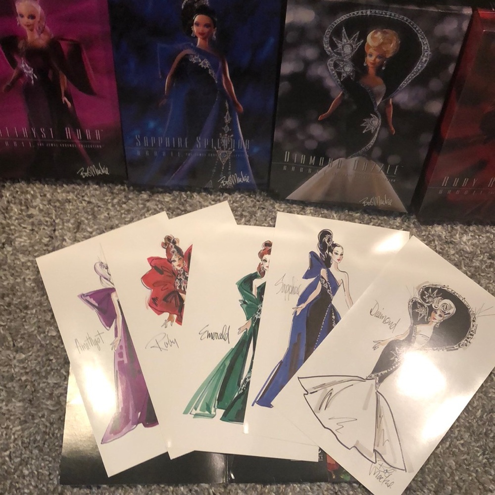 Bob Mackie Jewel Essence Collection Barbie Dolls -5 B… - Gem